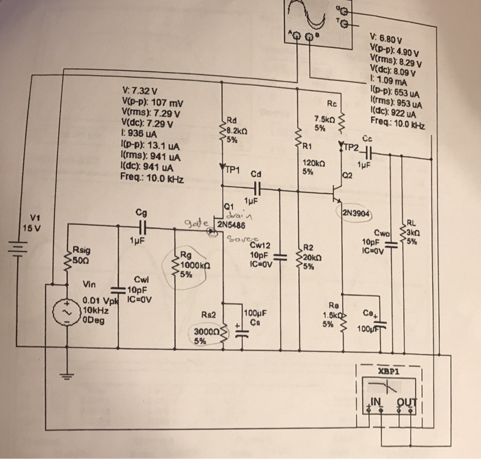 CASCADE AMPLIFIER DESIGN Using a 2N5486 JFET and a | Chegg.com