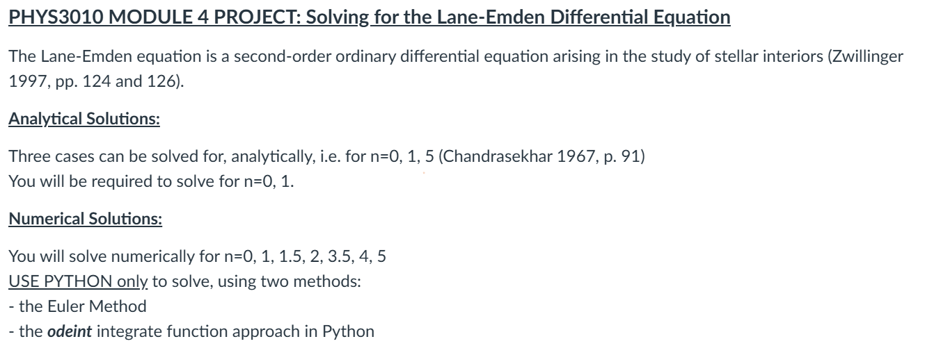 Solved PHYS3010 ﻿MODULE 4 ﻿PROJECT: Solving for the | Chegg.com