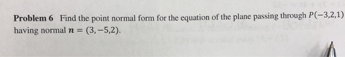 Solved Problem 6 Find the point normal form for the equation | Chegg.com