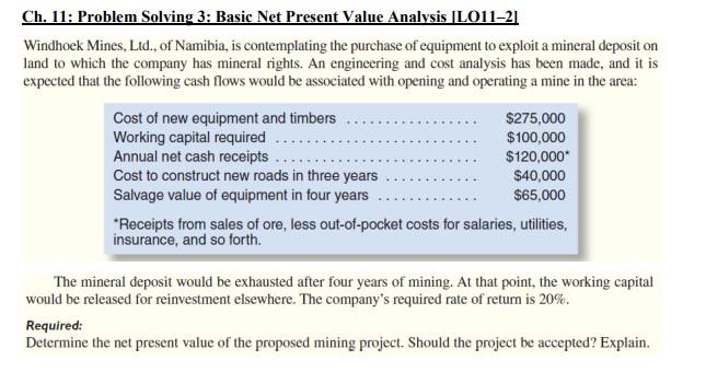 Solved Ch. 11: Problem Solving 3: Basic Net Present Value | Chegg.com