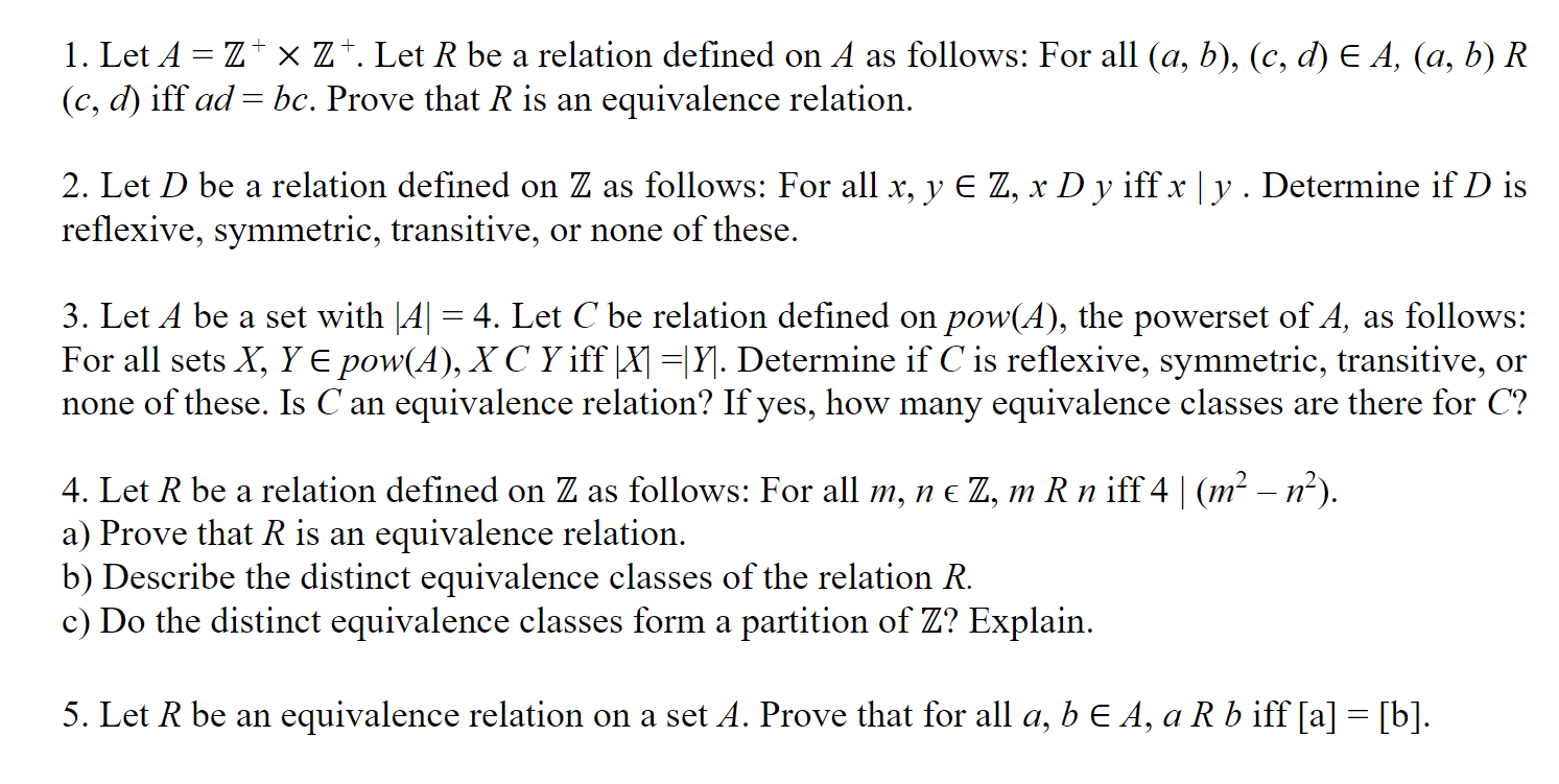 Solved 1. Let A=Z+×Z+. Let R be a relation defined on A as | Chegg.com