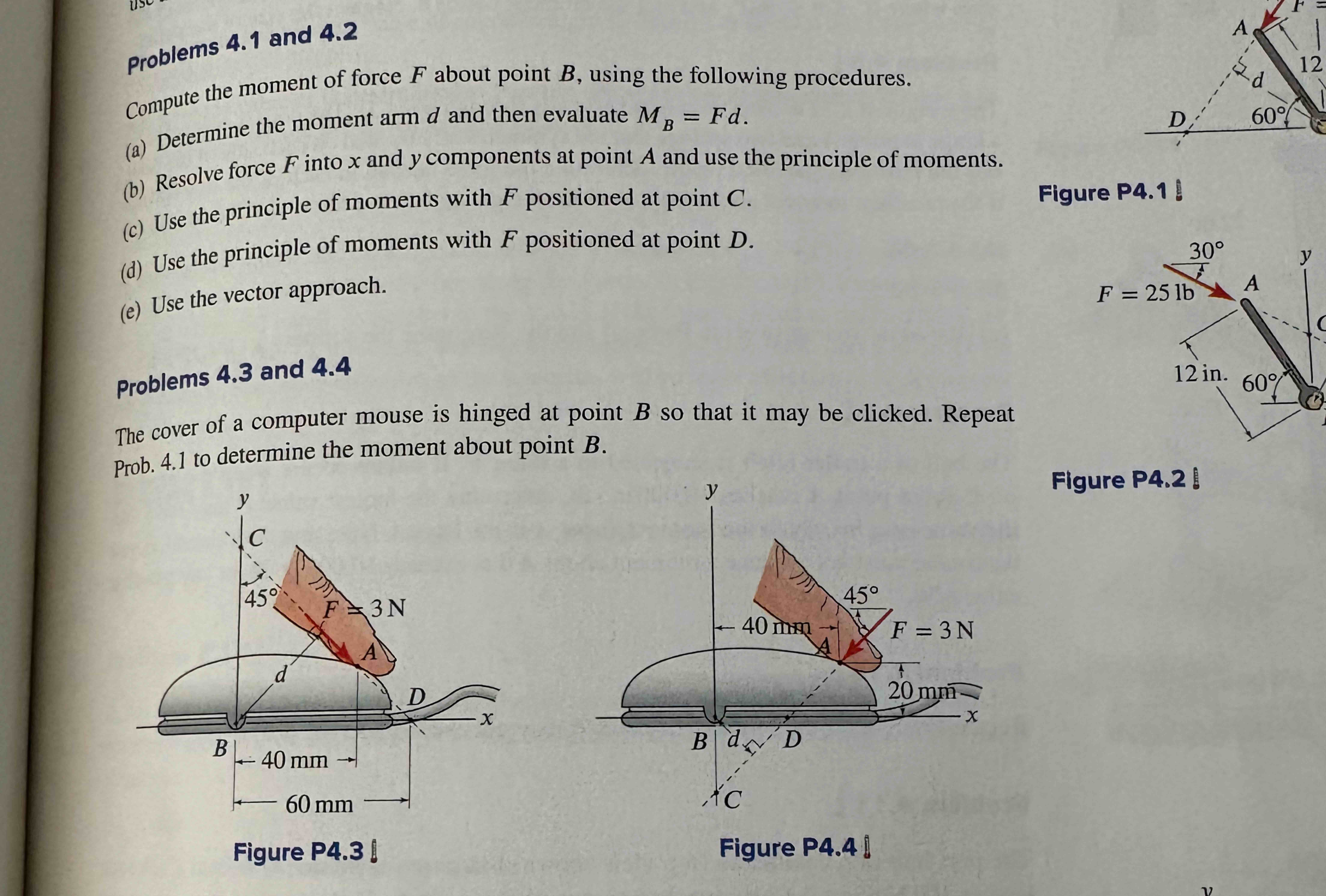 Solved problems 4.1 ﻿and 4.2 ﻿Compute the moment of force \( | Chegg.com