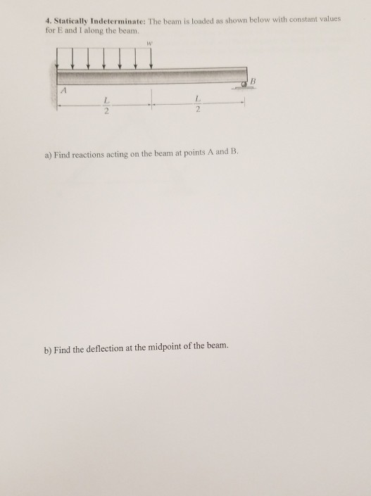 Solved 4. Statically Indeterminate: The beam is loaded as | Chegg.com