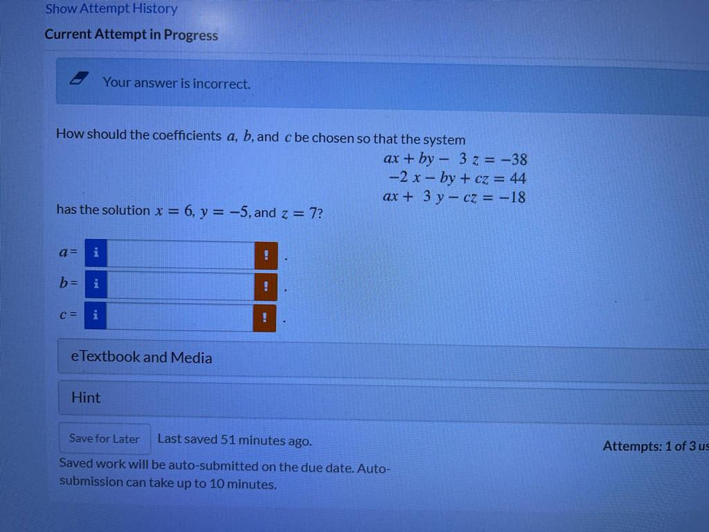 Solved Show Attempt History Current Attempt in Progress Your | Chegg.com