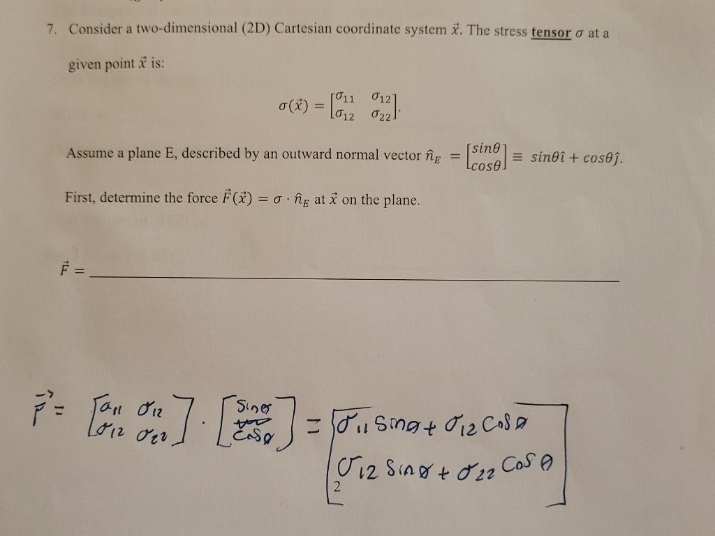 Solved 7 Consider A Two Dimensional 2d Cartesian