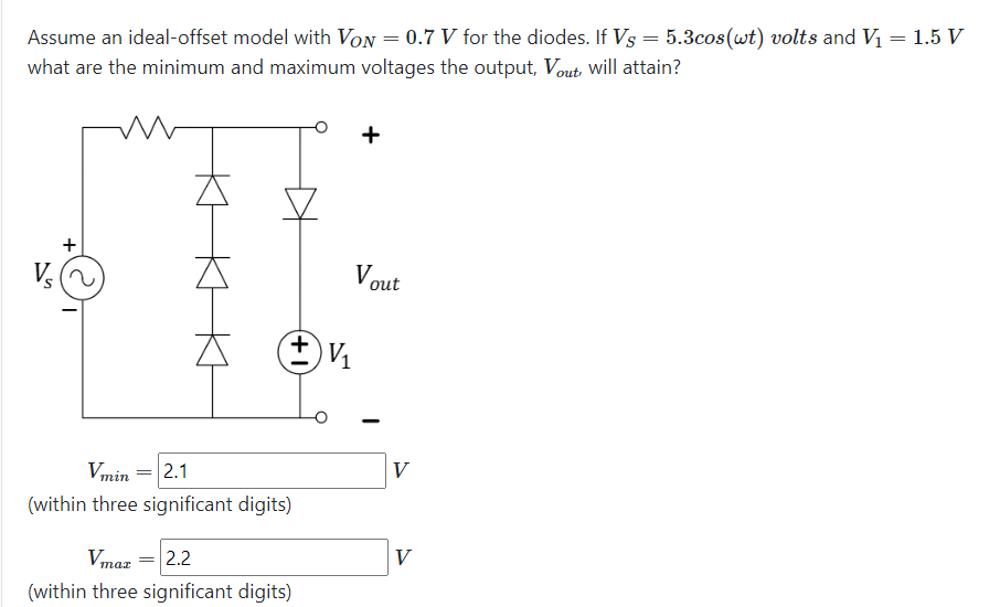 Solved 1.5 V Assume an ideal-offset model with Von = 0.7 V | Chegg.com