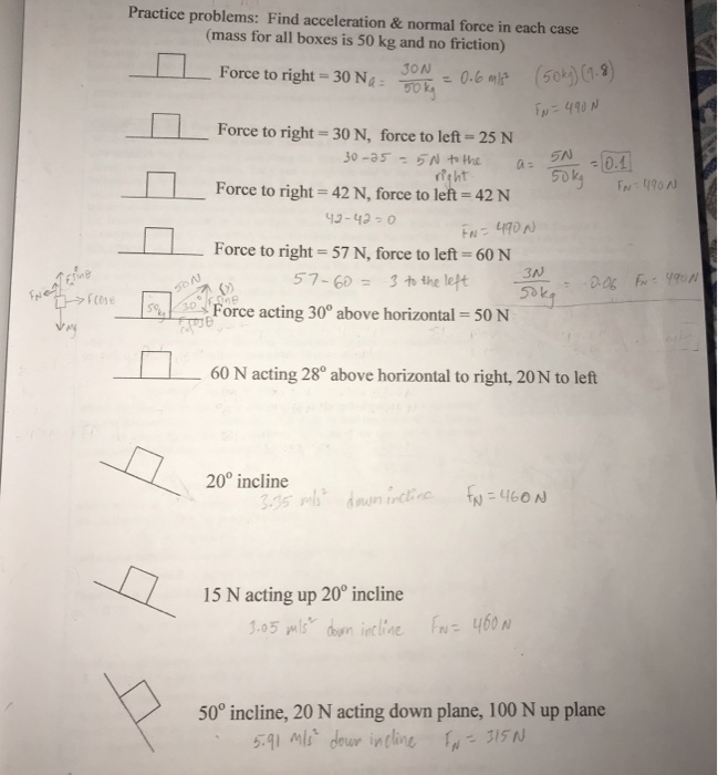 Solved Practice problems: Find acceleration & normal force | Chegg.com
