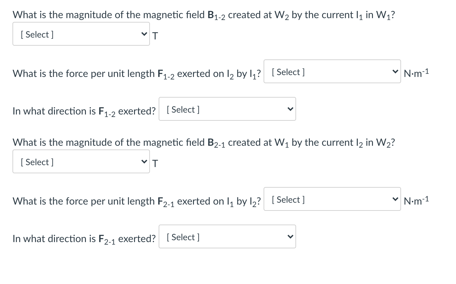 Solved W W2 I 12 D Two wires, W1 and W2, run parallel to | Chegg.com