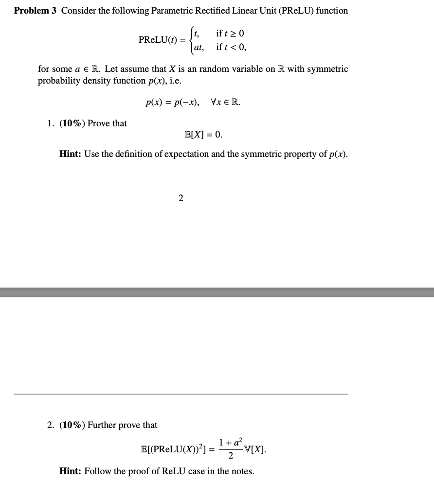 Solved Problem 3 Consider the following Parametric Rectified | Chegg.com