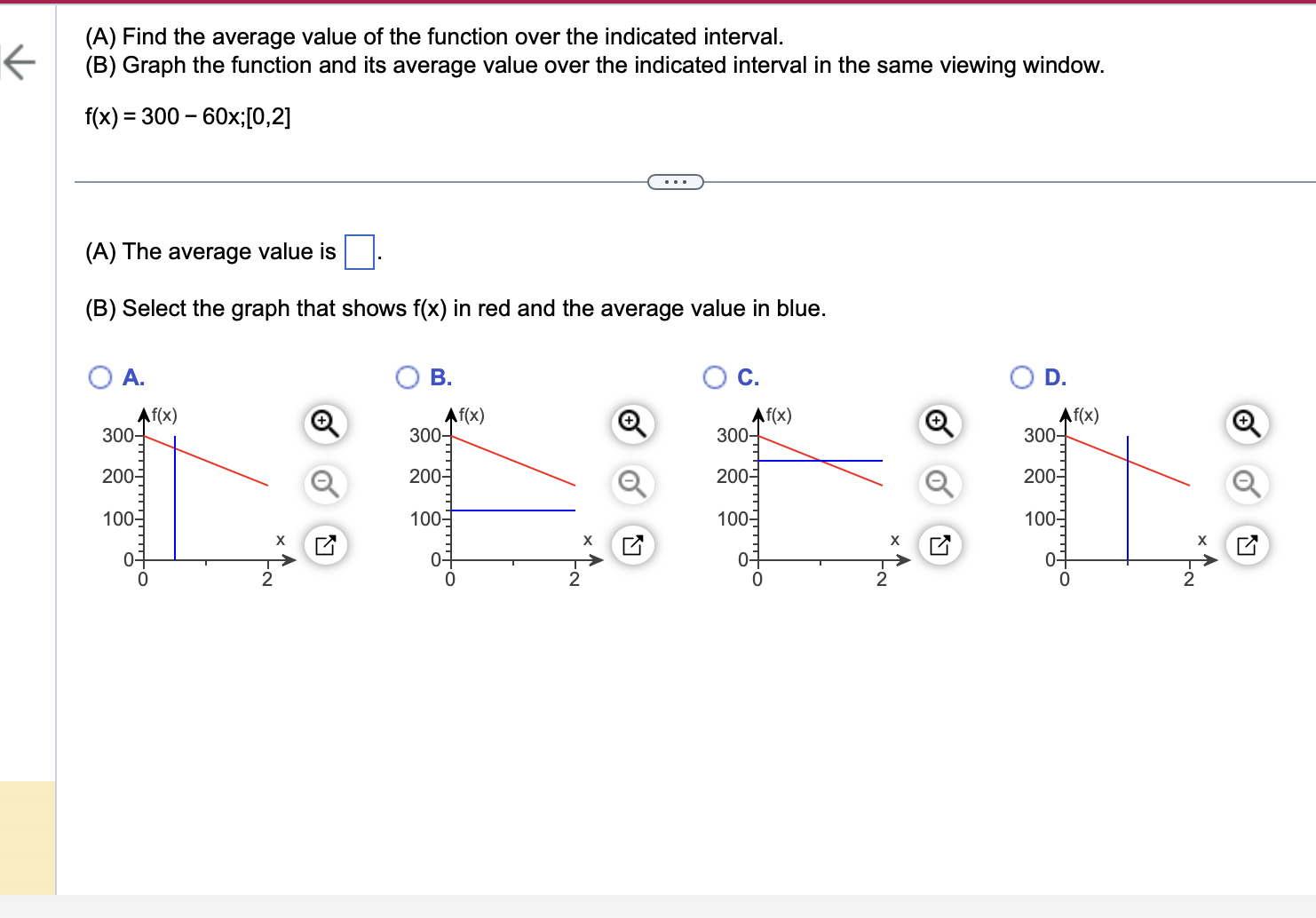 Solved (A) ﻿Find the average value of ﻿the function over the | Chegg.com