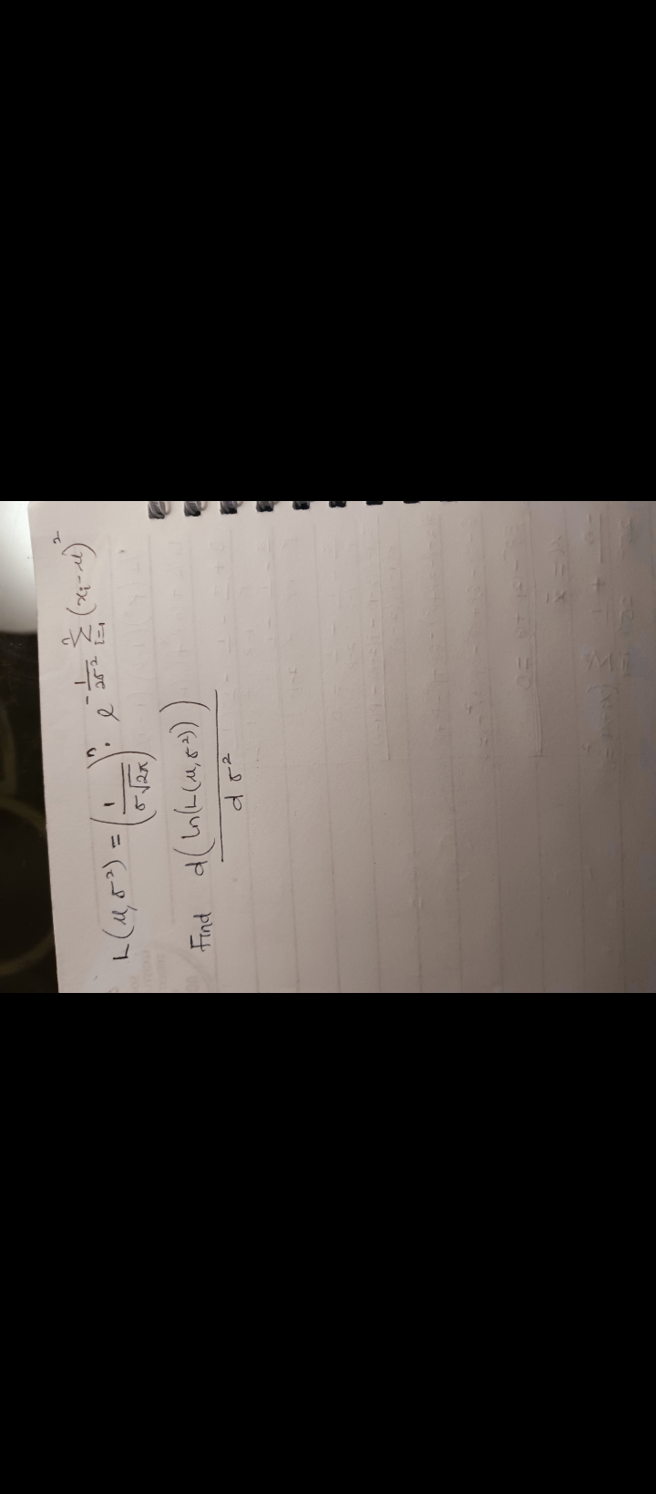 Solved L(μ,σ2)=(σ2π1)n⋅e−2σ21∑i=1n(xi−μ)2 Find | Chegg.com