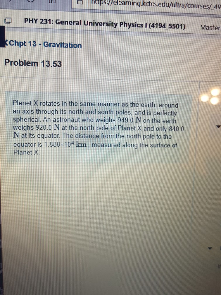 Solved uu ntps://elearning.kctcs.edu/ultra/courses/_49 O PHY | Chegg.com
