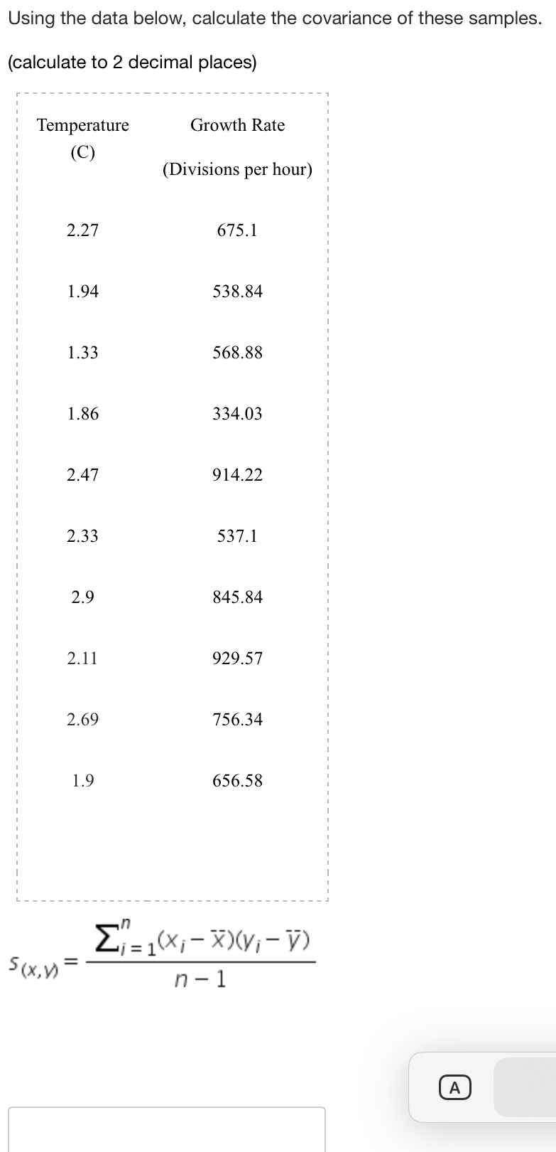 Solved Using the data below, calculate the covariance of | Chegg.com