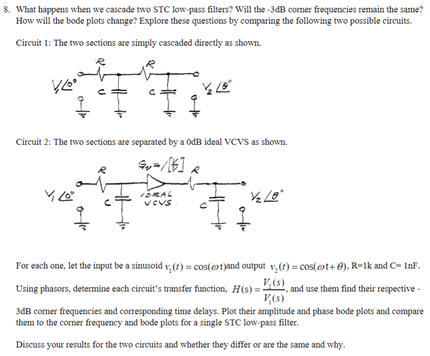 Solved 8. What happens when we cascade two STC low-pass | Chegg.com