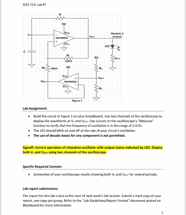 EECE 211L Lab #7: Module #2, Op-Amp Relaxation | Chegg.com