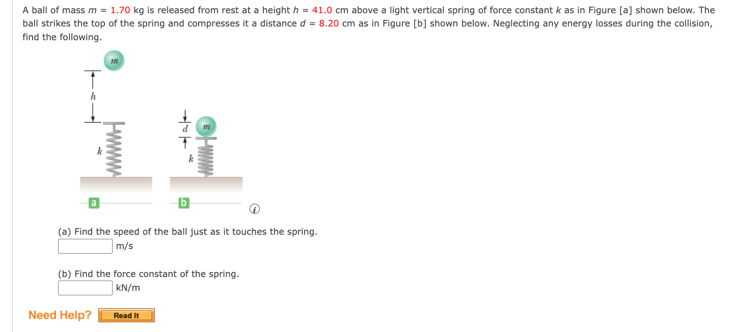 Solved A ball of mass m=1.70 kg is released from rest at a | Chegg.com