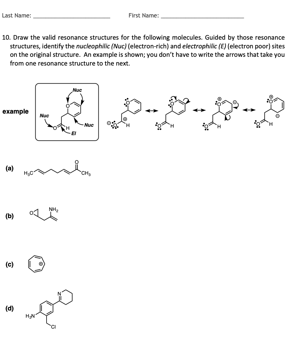 Solved Draw the valid resonance structures for the following | Chegg.com