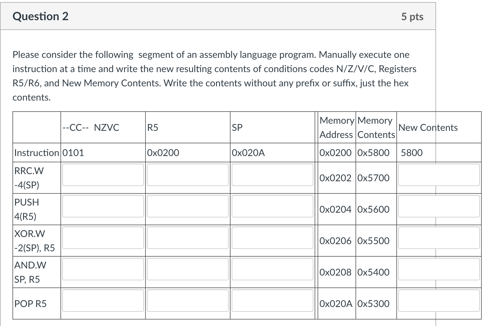 Solved Please consider the following segment of an assembly | Chegg.com