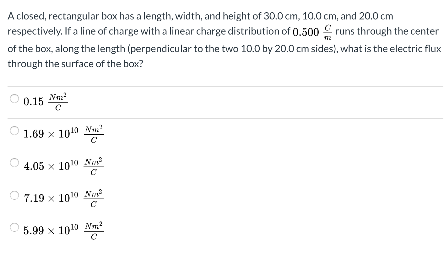 Solved A closed, rectangular box has a length, width, and | Chegg.com
