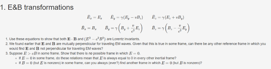 Solved 1. E&B transformations c2 c2 1. Use these equations | Chegg.com