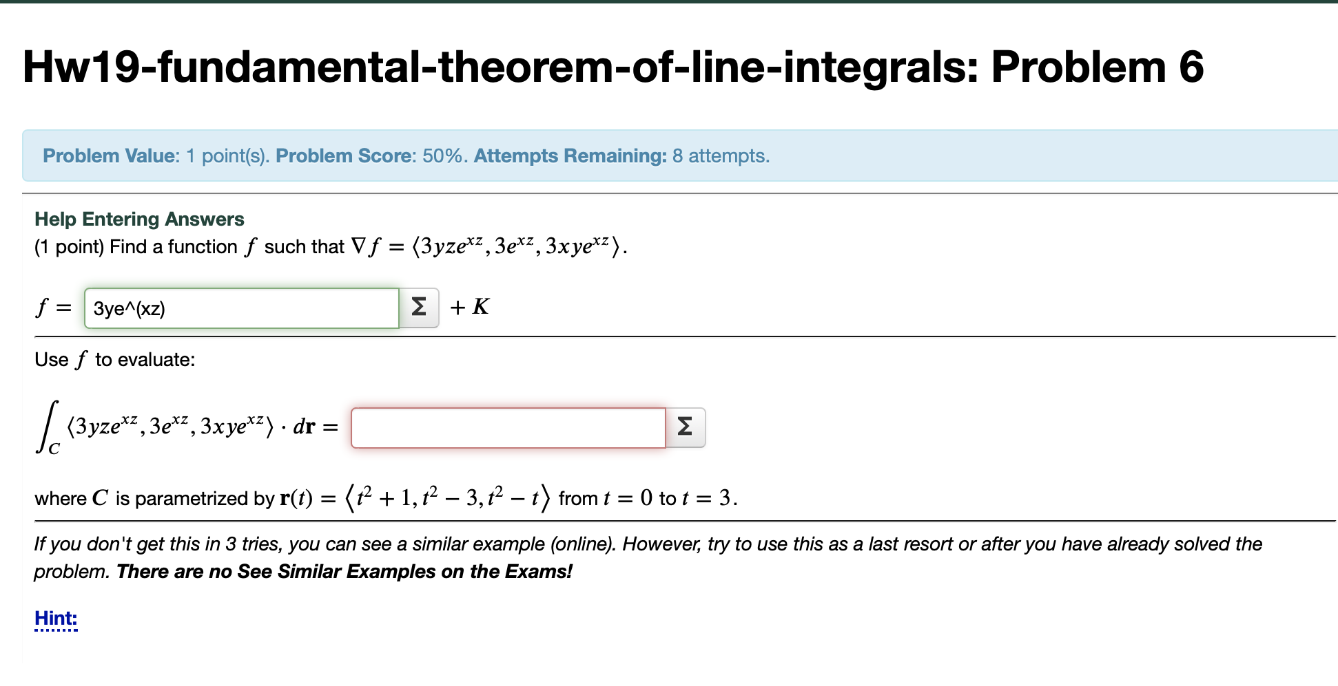 Solved Hw19-fundamental-theorem-of-line-integrals: Problem 6 | Chegg.com