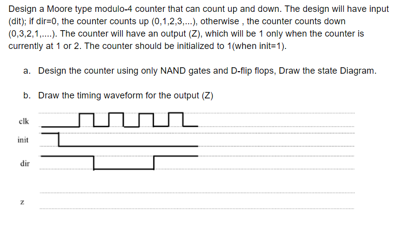 Solved Design a Moore type modulo-4 counter that can count | Chegg.com