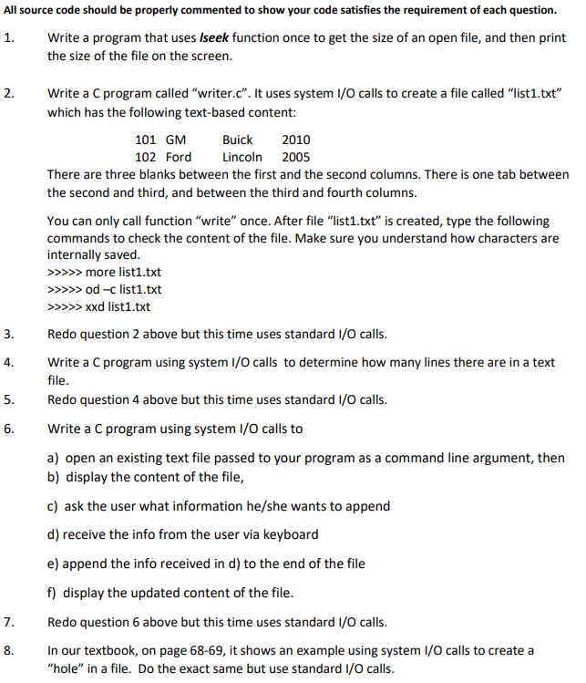 Solved All source code should be properly commented to show | Chegg.com