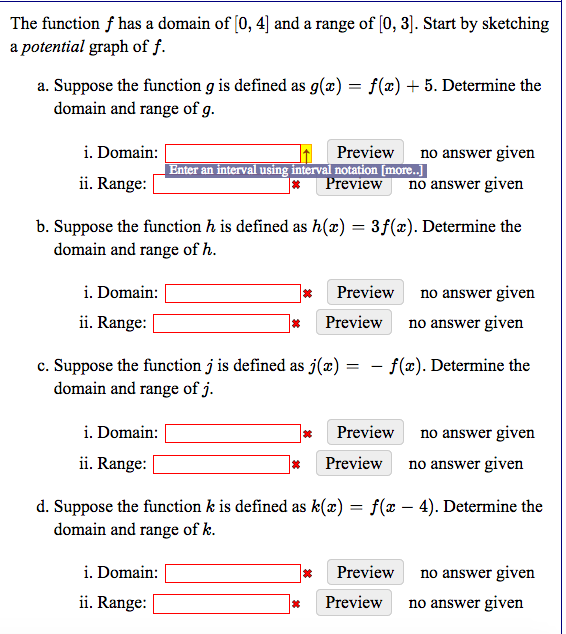 Solved The Function F Has A Domain Of [0 4 And A Range Of