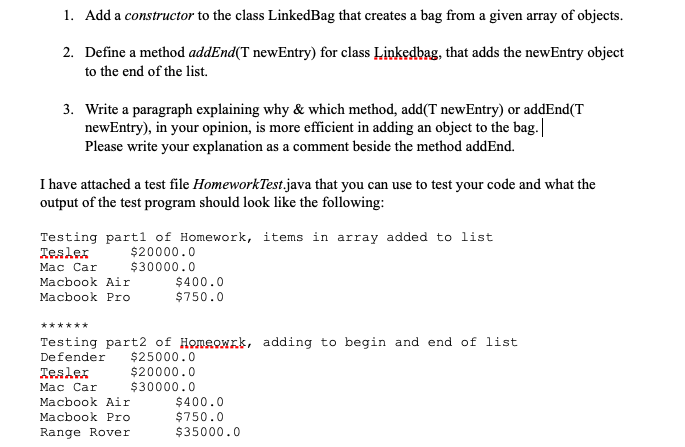Solved 1 Add A Constructor To The Class Linkedbag That 