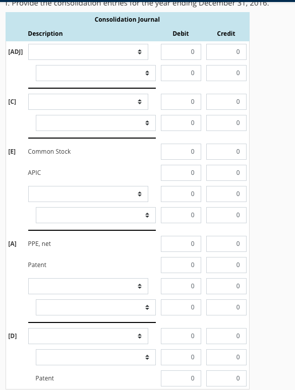 Solved Inferring consolidation entries from consolidated | Chegg.com