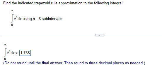 Solved Find the indicated trapezoid rule approximation to | Chegg.com