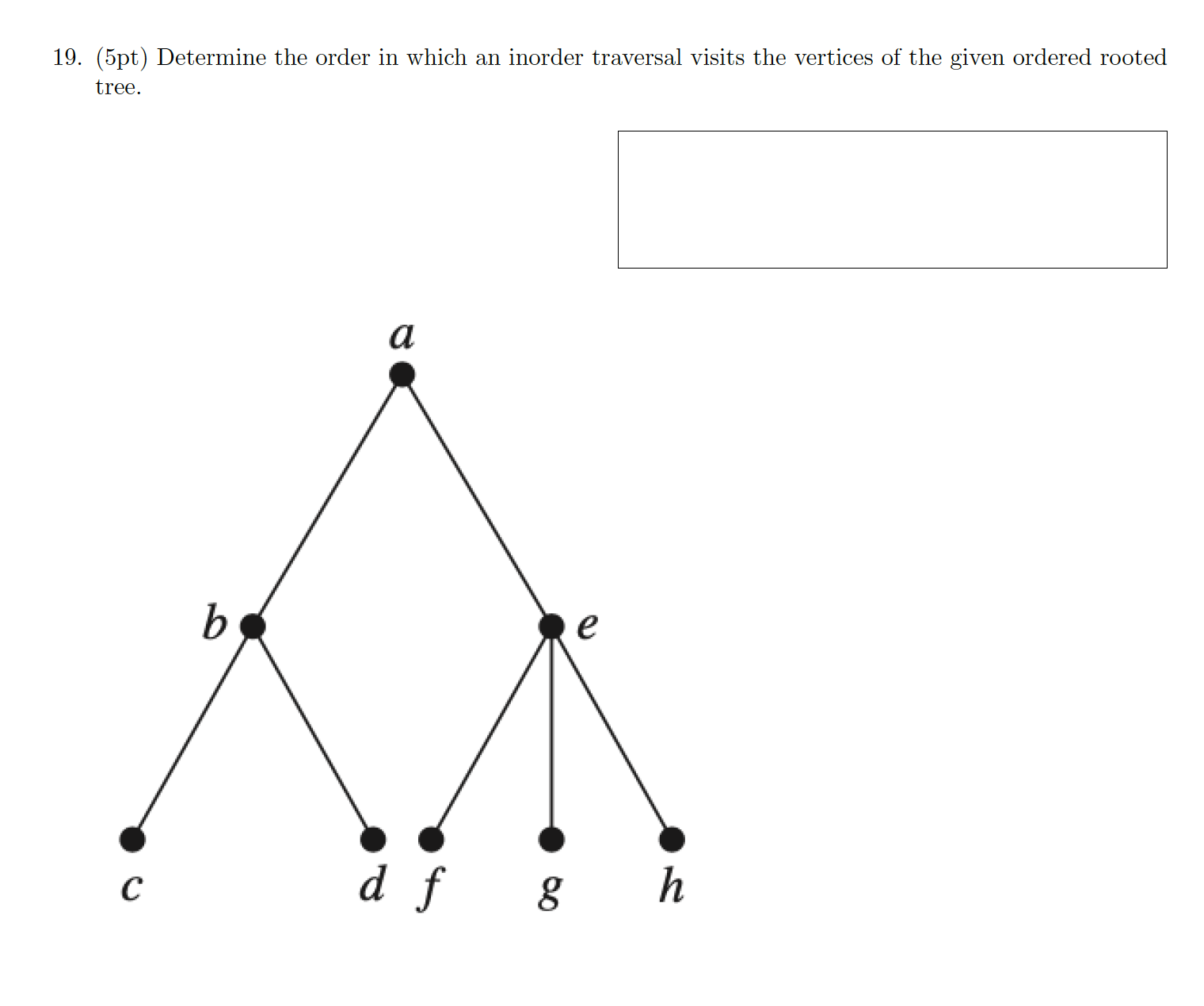 Solved 19. (5pt) Determine the order in which an inorder | Chegg.com