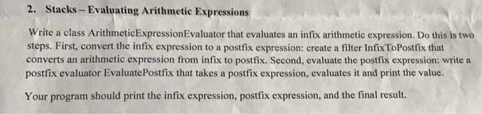 Solved Write a class ArithmeticExpressionEvaluator that | Chegg.com