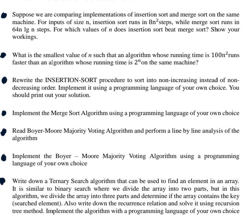 Solved Suppose We Are Comparing Implementations Of Insertion 