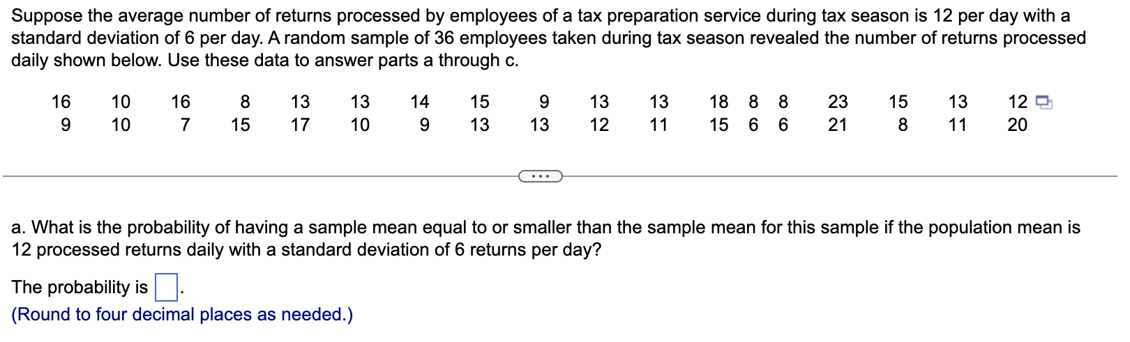 Solved Suppose the average number of returns processed by | Chegg.com