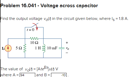 Solved Find the output voltage \\( v_{O}(t) \\) in the | Chegg.com