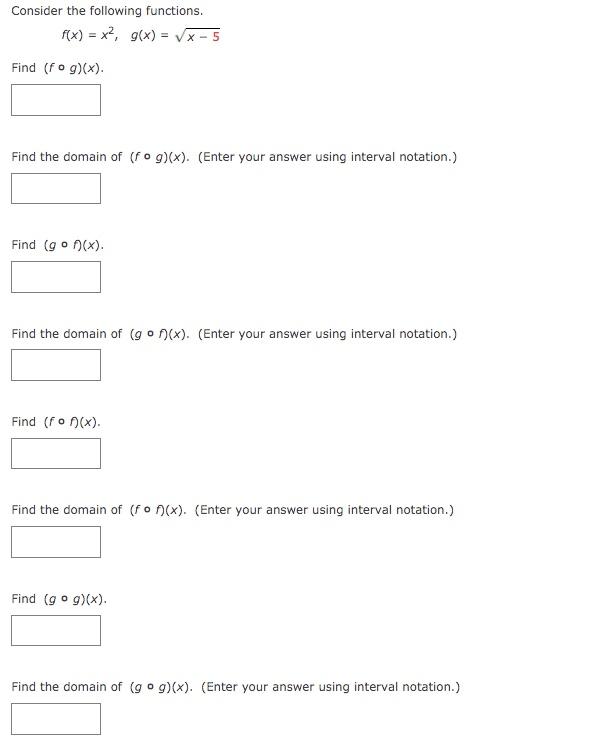 Solved Consider the following functions. f(x) = x2, g(x) = | Chegg.com