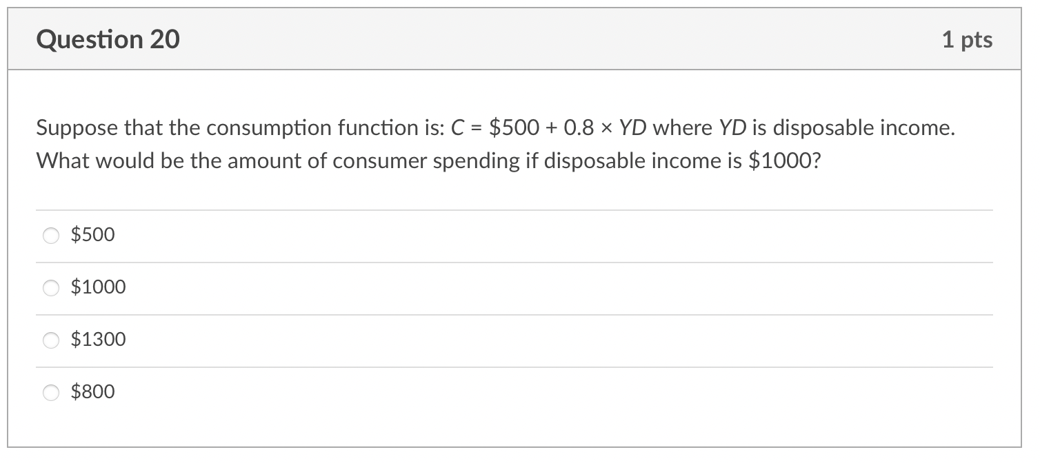 Solved Suppose that the consumption function is: | Chegg.com