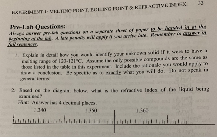 33 EXPERIMENT 1: MELTING POINT, BOILING POINT & | Chegg.com