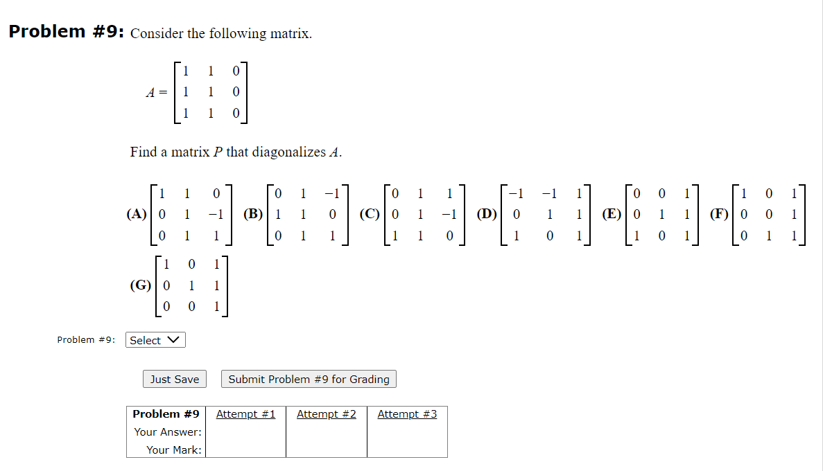 Solved Problem #9: Consider the following matrix. 1 4000 A = | Chegg.com Solved Problem #9: Consider the following matrix. 1 4000 A = | Chegg.com