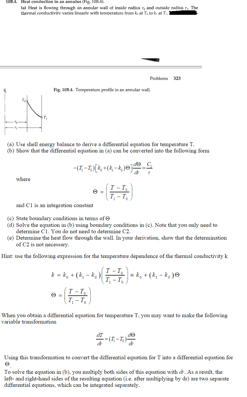 Solved 10B.4. Heat conduction in an annulus (Fig. 103.4). | Chegg.com