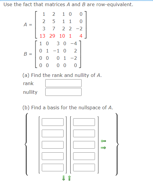 Solved Use the fact that matrices A and B are | Chegg.com