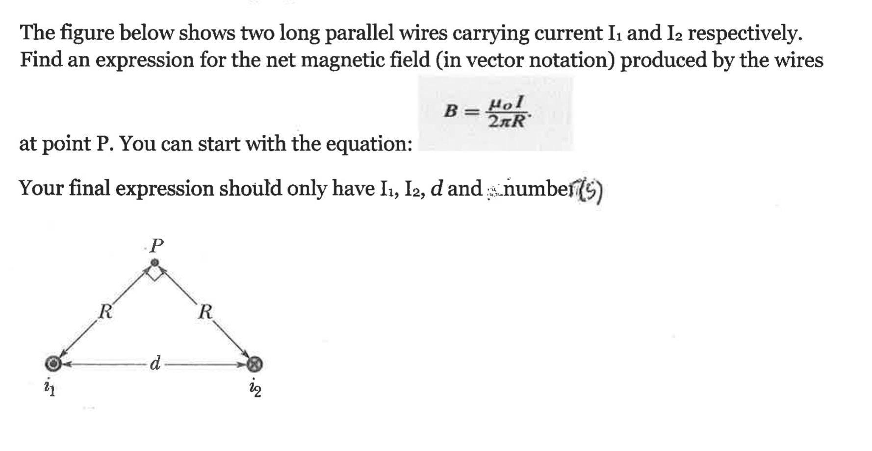Solved The figure below shows two long parallel wires | Chegg.com