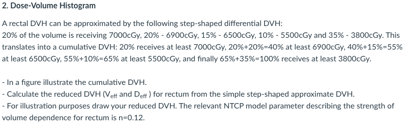 A rectal DVH can be approximated by the following | Chegg.com