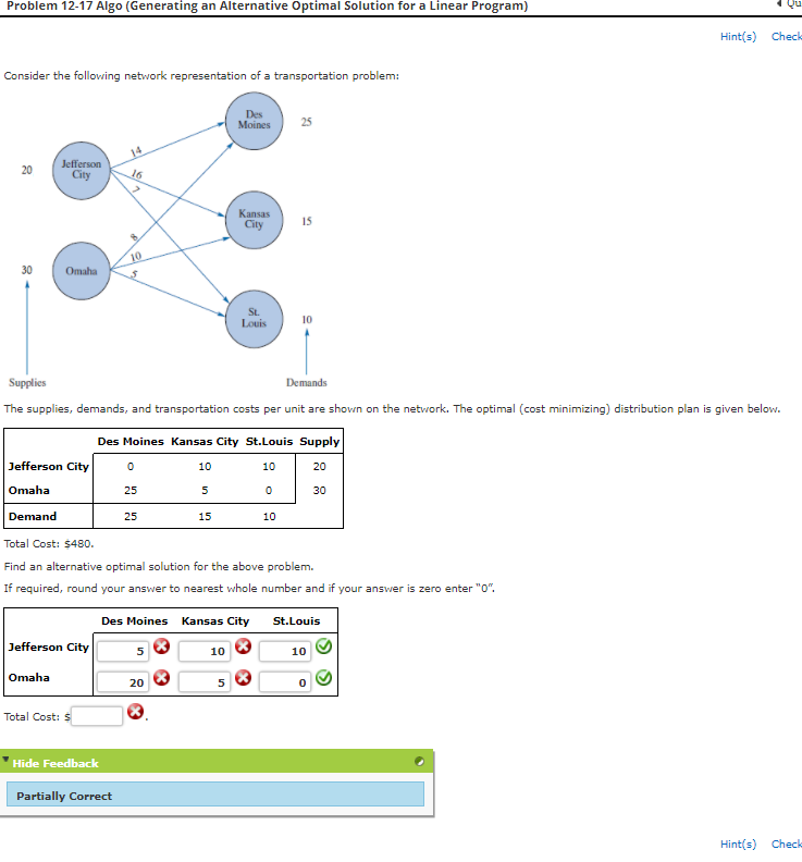 Solved Problem 12-17 Algo (Generating an Alternative Optimal | Chegg.com