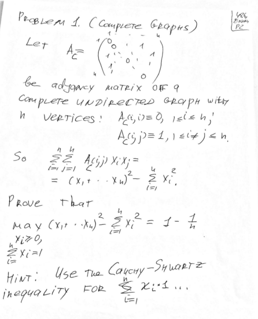 Solved Problem 1. (Complete Graphs) Let | Chegg.com