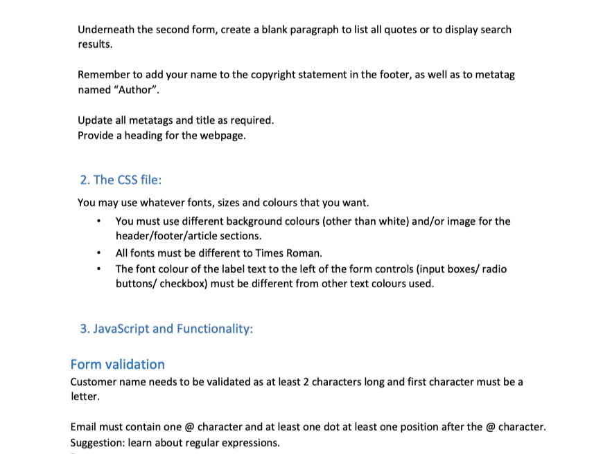 Solved Code the following in JS, CSS and HTML. Provide the | Chegg.com