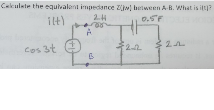 Solved Calculate the equivalent impedance Z(jw) between A−B. | Chegg.com