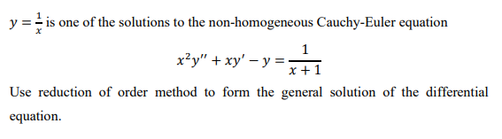 Solved y = is one of the solutions to the non-homogeneous | Chegg.com