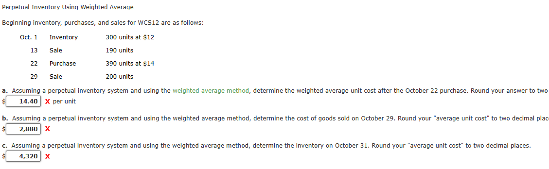 Solved Perpetual Inventory Using Weighted Average Beginning | Chegg.com